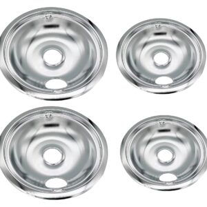 Amazinpure WB31T10010 and WB31T10011 Replacement Chrome Drip Pans for GE/Hotpoint Electric Range with Locking Slot Includes 2 6-Inch and 2 8-Inch Pans, 4 Pack WB32T10008 WB32X10015 DP165 GE68C