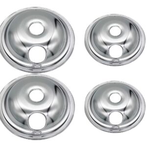 Amazinpure WB31T10010 and WB31T10011 Replacement Chrome Drip Pans for GE/Hotpoint Electric Range with Locking Slot Includes 2 6-Inch and 2 8-Inch Pans, 4 Pack WB32T10008 WB32X10015 DP165 GE68C