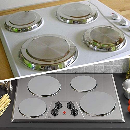 Electric Stove Burner Covers, Stainless Steel Round Kitchen Stove Top Burner Covers Cooker Protection, Set of 4, 2pcs 8.3 and 2pcs 6.7"