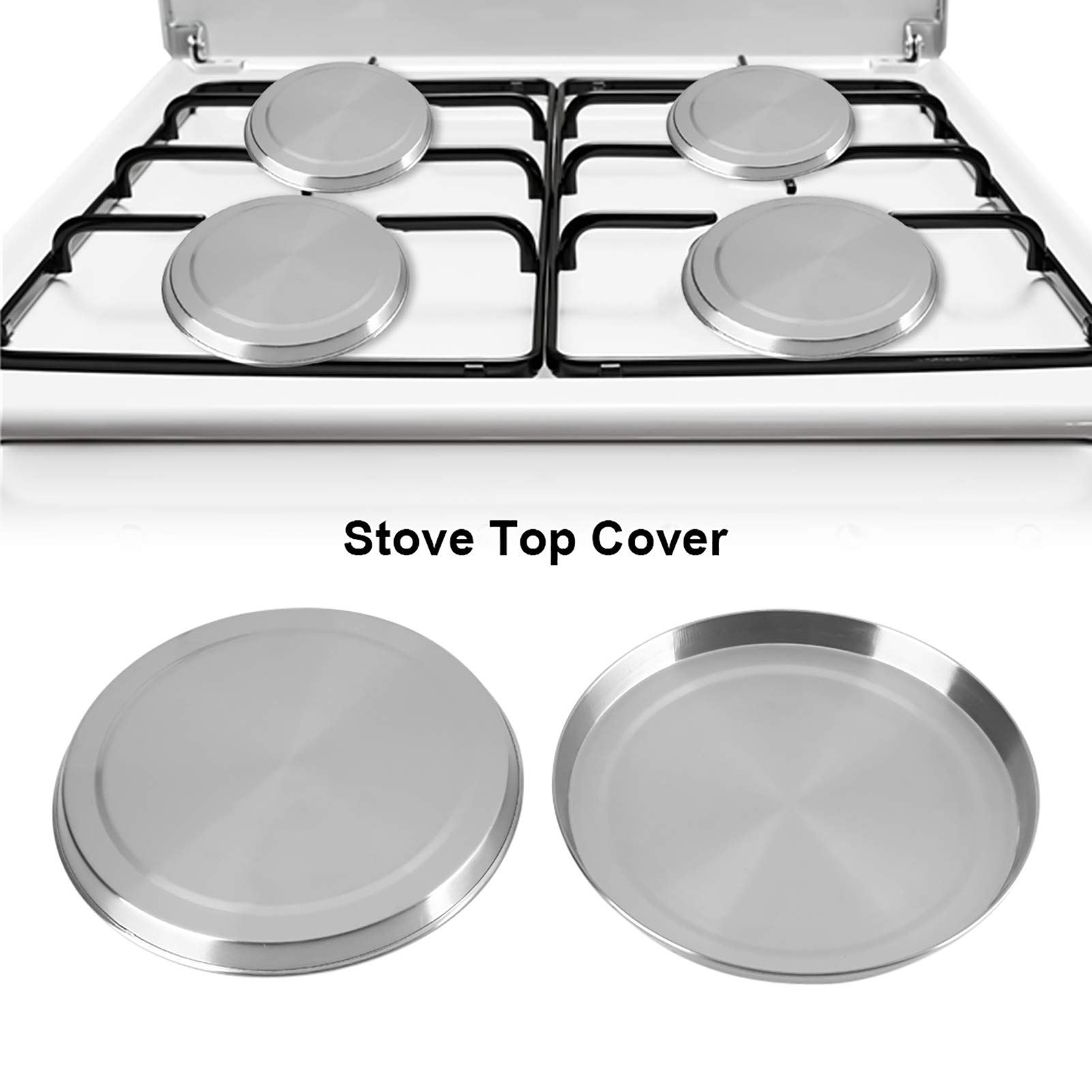 Electric Stove Burner Covers, Stainless Steel Round Kitchen Stove Top Burner Covers Cooker Protection, Set of 4, 2pcs 8.3 and 2pcs 6.7"