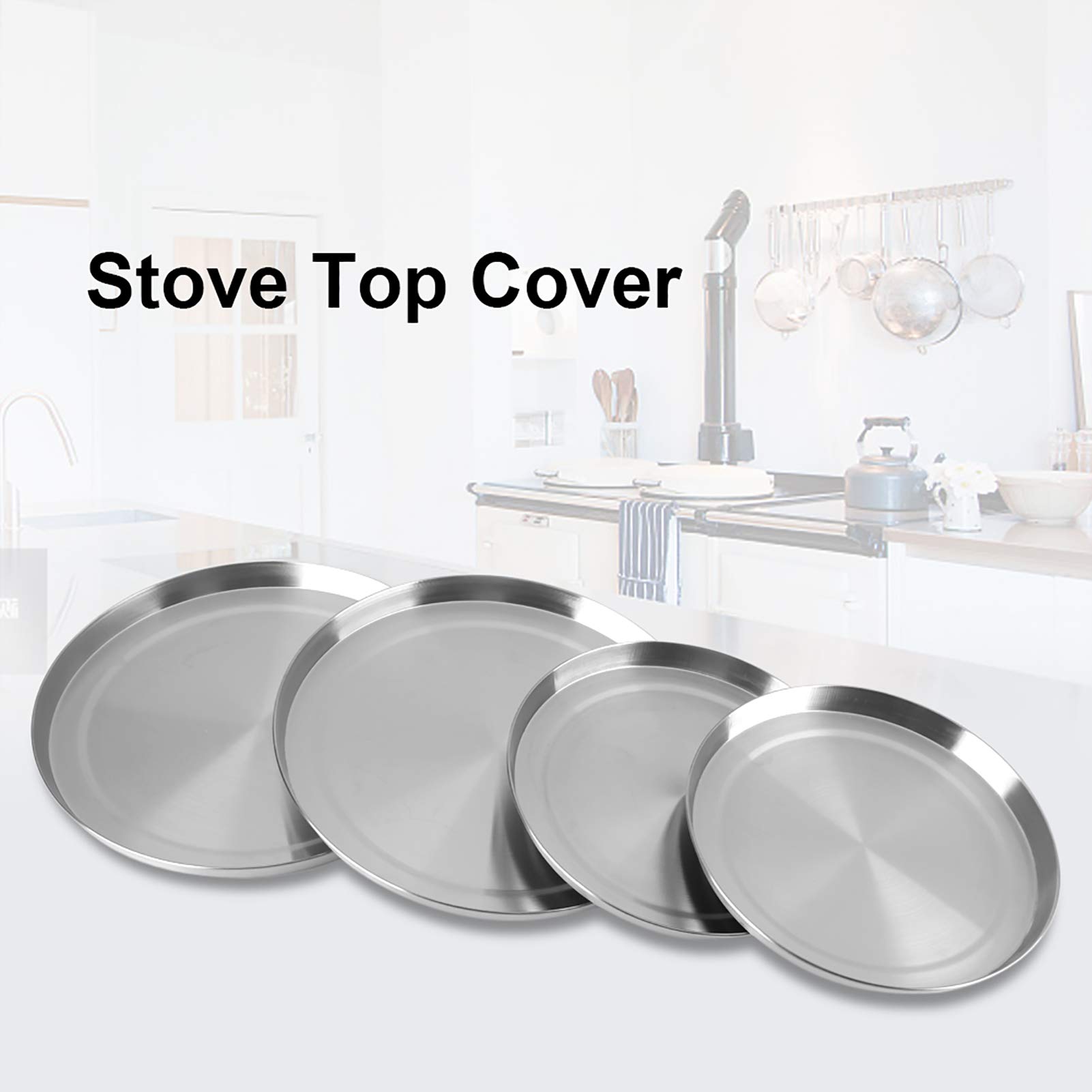 Electric Stove Burner Covers, Stainless Steel Round Kitchen Stove Top Burner Covers Cooker Protection, Set of 4, 2pcs 8.3 and 2pcs 6.7"