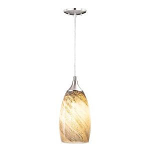 COOSA 1-Light Pendant Light,Handcrafted Art Glass Hanging Light for Kitchen Island,Brushed Nickel Finish with Adjustable Cord Mounted Fixture(Earth)