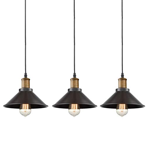 CLAXY Ecopower Industrial Mini Oil Rubbed Bronze Pendant Light 3 Pack