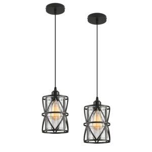 cafulam black pendant lighting modern pendant light, adjustable pendant light fixture,pendant lights kitchen islandlight (2-pack)