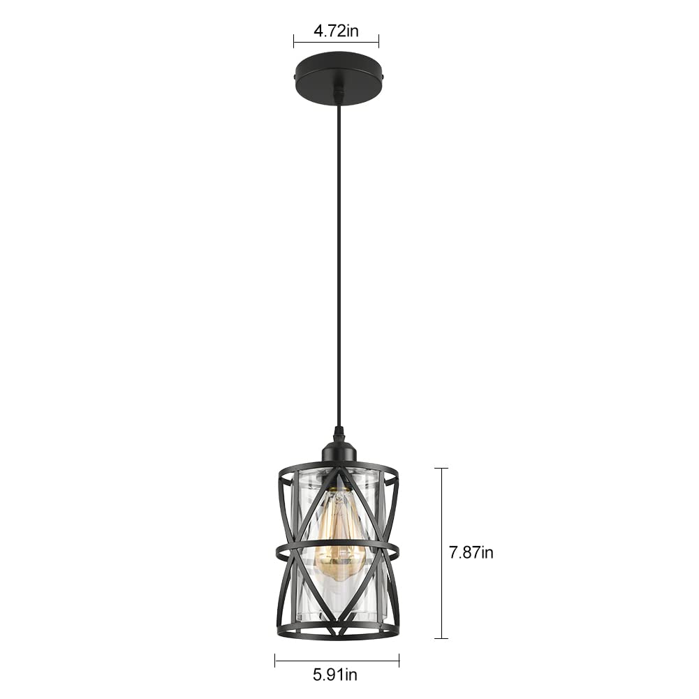 CAFULAM Black Pendant Lighting Modern Pendant Light, Adjustable Pendant Light Fixture,Pendant Lights Kitchen IslandLight (2-Pack)