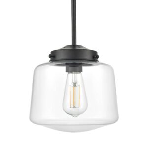 linea di liara scolare black pendant light fixture modern farmhouse pendant lighting for kitchen island schoolhouse vintage pendant lamp kitchen pendant light with clear glass shade, bulb included