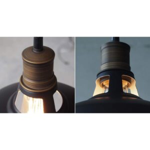 CLAXY Industrial Plug-in Barn Pendant Lighting Black Farmhouse Pendant Light with On/Off Switch 197 Inches Cord