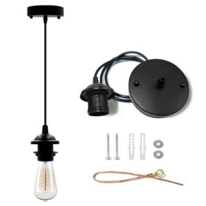 vtyxctigj industrial mini pendant light kit, edison retro pendant, ul e26 lamp socket vintage pendant light cord, mini ceiling hanging light fixtures, adjustable hanging light kit for kitchen（black）