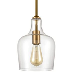 jeenkae modern brass glass kitchen pendant lighting rod-hung gold pendant light, 1-light-1