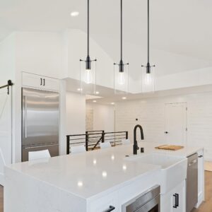 Black Pendant Lights Kitchen Island - Large Clear Glass Pendant Light Fixture