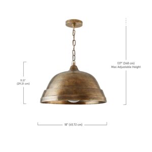 Capital Lighting 330311XB Sedona Handcrafted Sand-Cast Aluminum Industrial Metal Dome Pendant, 1-Light 100 Watts, 12" H x 18" W, Oxidized Brass