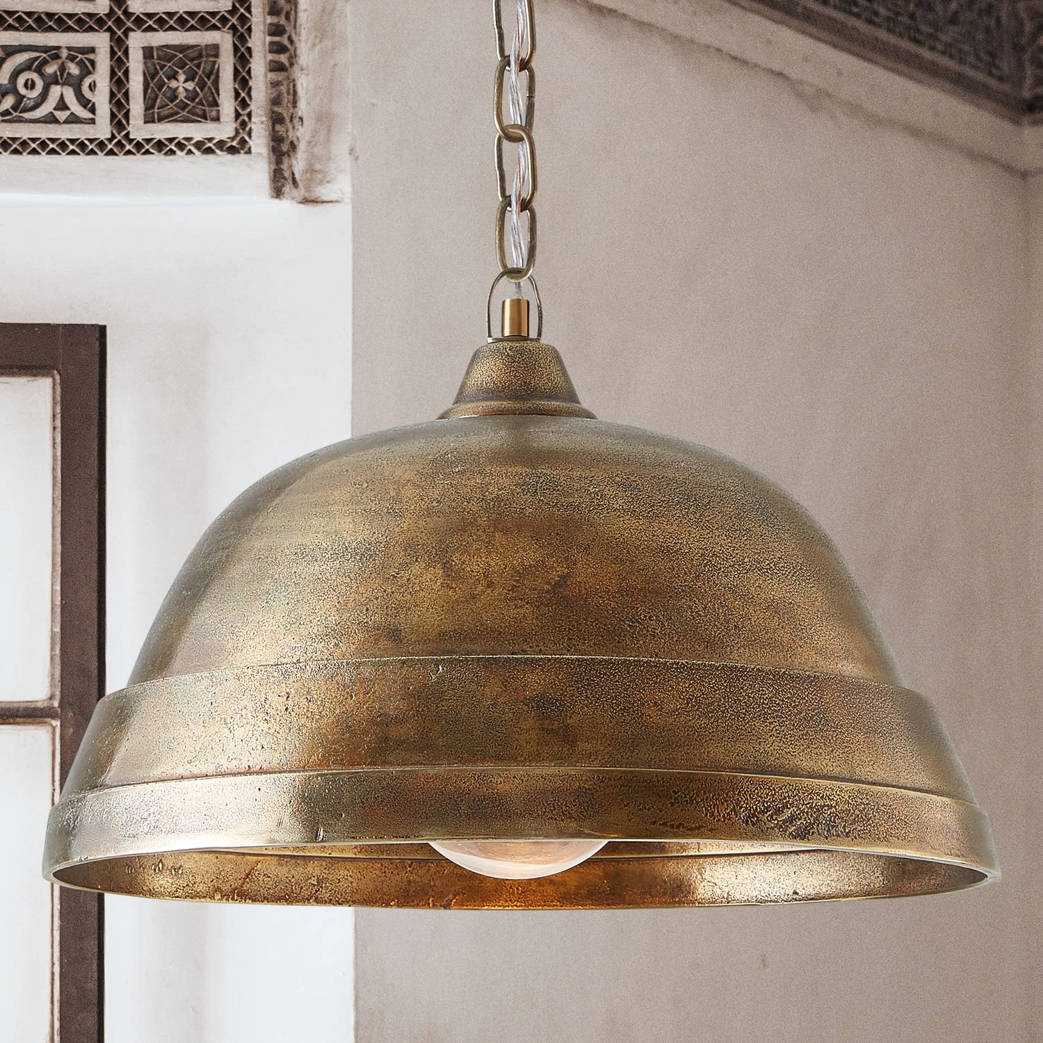 Capital Lighting 330311XB Sedona Handcrafted Sand-Cast Aluminum Industrial Metal Dome Pendant, 1-Light 100 Watts, 12" H x 18" W, Oxidized Brass