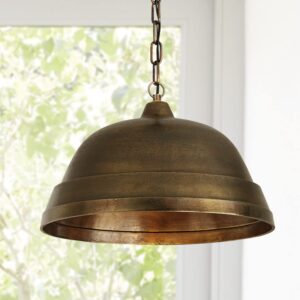 Capital Lighting 330311XB Sedona Handcrafted Sand-Cast Aluminum Industrial Metal Dome Pendant, 1-Light 100 Watts, 12" H x 18" W, Oxidized Brass