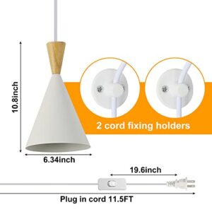 Modern plug in Pendant Light Kitchen, Adjustable chandelier hanging lamps that plug into wall outlet for Dining Room, Bedroom, Living room, ontemporary wall Décor white (No bulb)