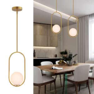 bomluzo modern pendant lighting gold hanging light fixture for sloped ceiling,brass pendant lighting fixture pendant chandelier globe pendant light for kitchen island,dinning room bedside lighting