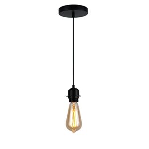 yzyaxsaa industrial mini pendant light kit, e26 vintage style black cord hanging light fixture,be applicable overhead lamps for farmhouse bedroom home ceiling chandelier decors (black)