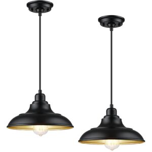 flqmyq pendant lighting, farmhouse decor adjustable metal hanging lamp ceiling lamp, hanging light fixtures, industrial black pendant lights for kitchen island dining room barn, e26 base, 2 pack