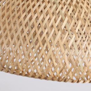 Hchunqjor Bamboo Large Pendant Light Fixture 17.8 inch One-Light Adjustable Rustic Basket Handmade Woven Pendant Lighting for Kitchen Island Farmhouse Dining Room Living Room