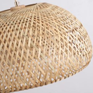 Hchunqjor Bamboo Large Pendant Light Fixture 17.8 inch One-Light Adjustable Rustic Basket Handmade Woven Pendant Lighting for Kitchen Island Farmhouse Dining Room Living Room