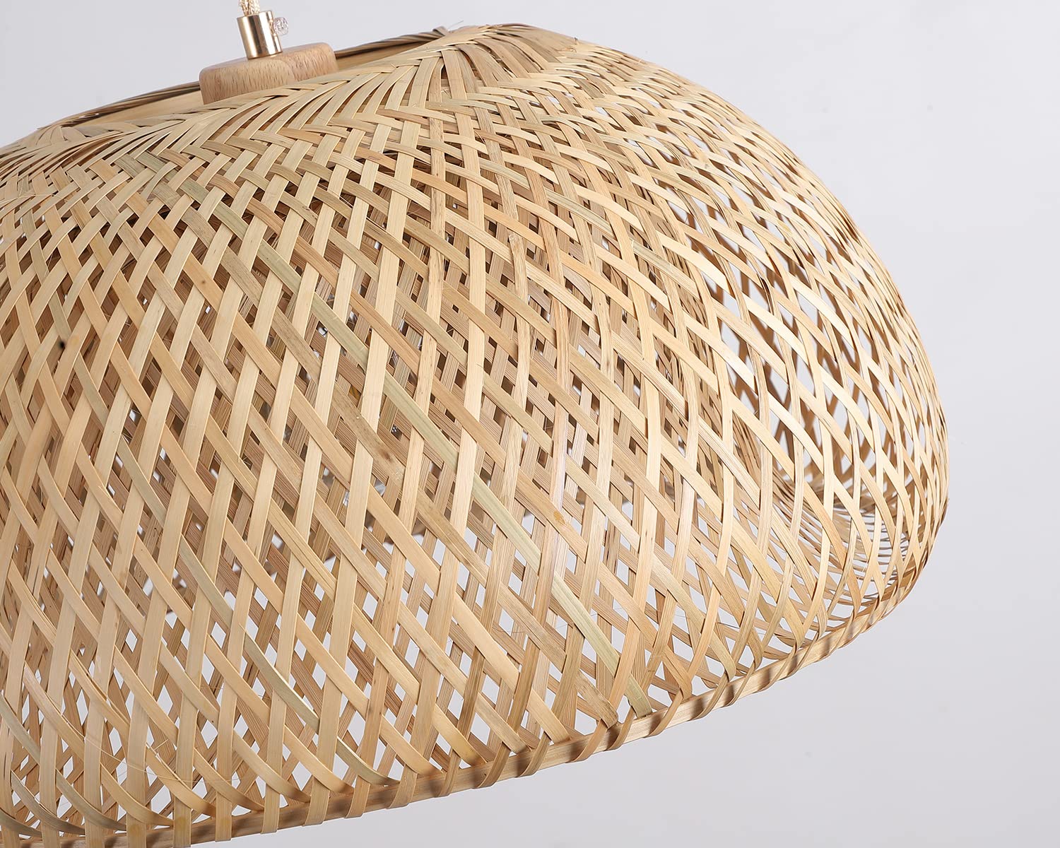 Hchunqjor Bamboo Large Pendant Light Fixture 17.8 inch One-Light Adjustable Rustic Basket Handmade Woven Pendant Lighting for Kitchen Island Farmhouse Dining Room Living Room