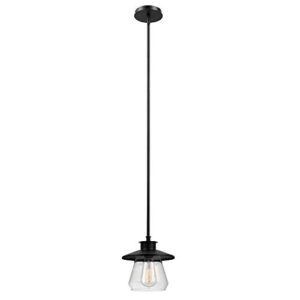 globe electric 64847 nate 1-light pendant, oil rubbed bronze, clear glass shade, bulb not included