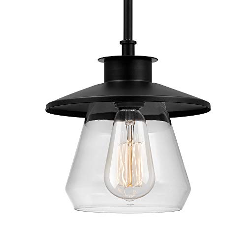 Globe Electric 64847 Nate 1-Light Pendant, Oil Rubbed Bronze, Clear Glass Shade, Bulb Not Included