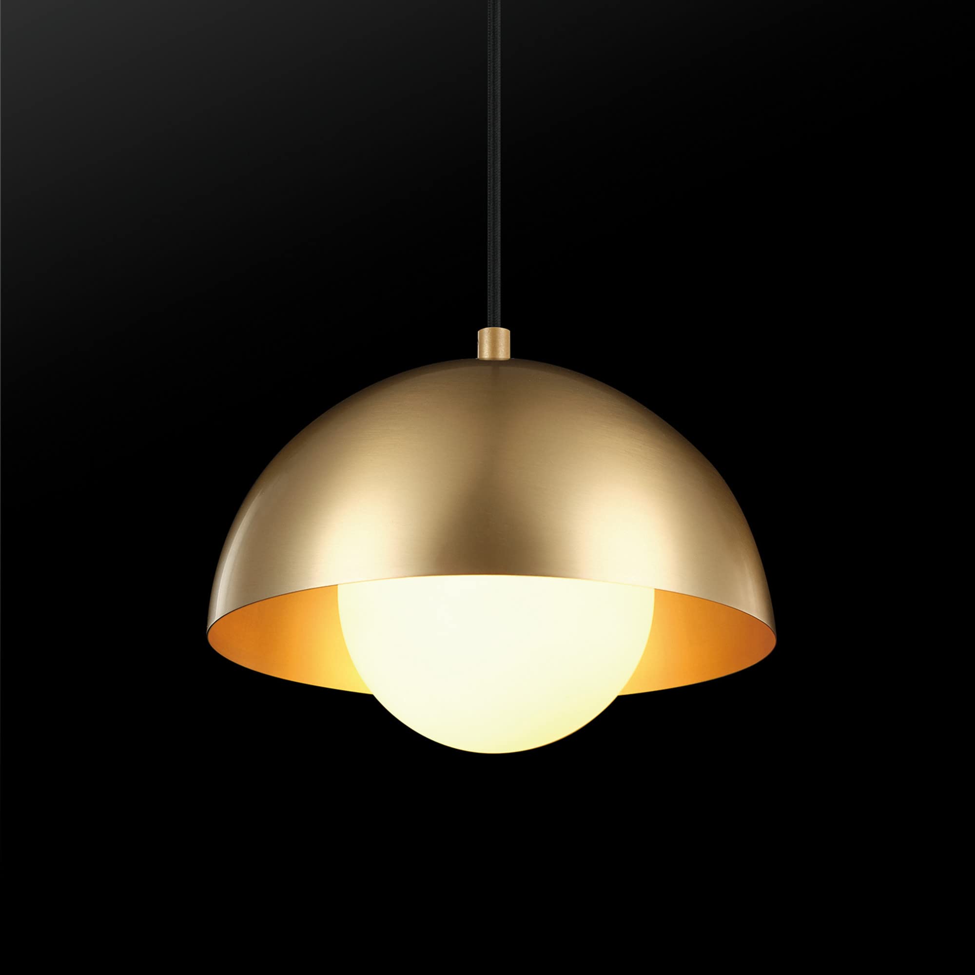 Globe Electric 65696 Amelia 1-Light Plug-in Pendant Lighting, Matte Brass, Frosted Glass Shade, Bulb Not Included