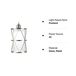 KLOSM Modern Mini Pendant Light in Brushed Nickel Finish with Frosted Glass Shade 1-Light Adjustable Cylinder Pendant Lighting Fixture for Kitchen Island Sink Dining Room Counter Farmhouse