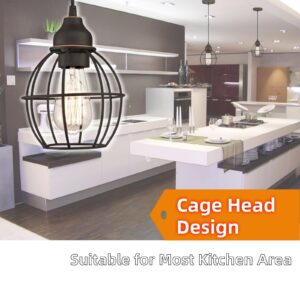 WISBEAM Dark Bronze Kitchen Island Pendant Lighting Fixture, Cage Hanging Pendant Lights with E26 Medium Base Max. 60 Watts, Bulbs not Included, 2-Pack