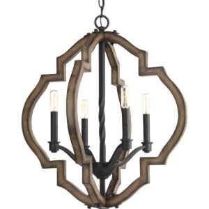 spicewood collection 4-light farmhouse chandelier light gilded iron black