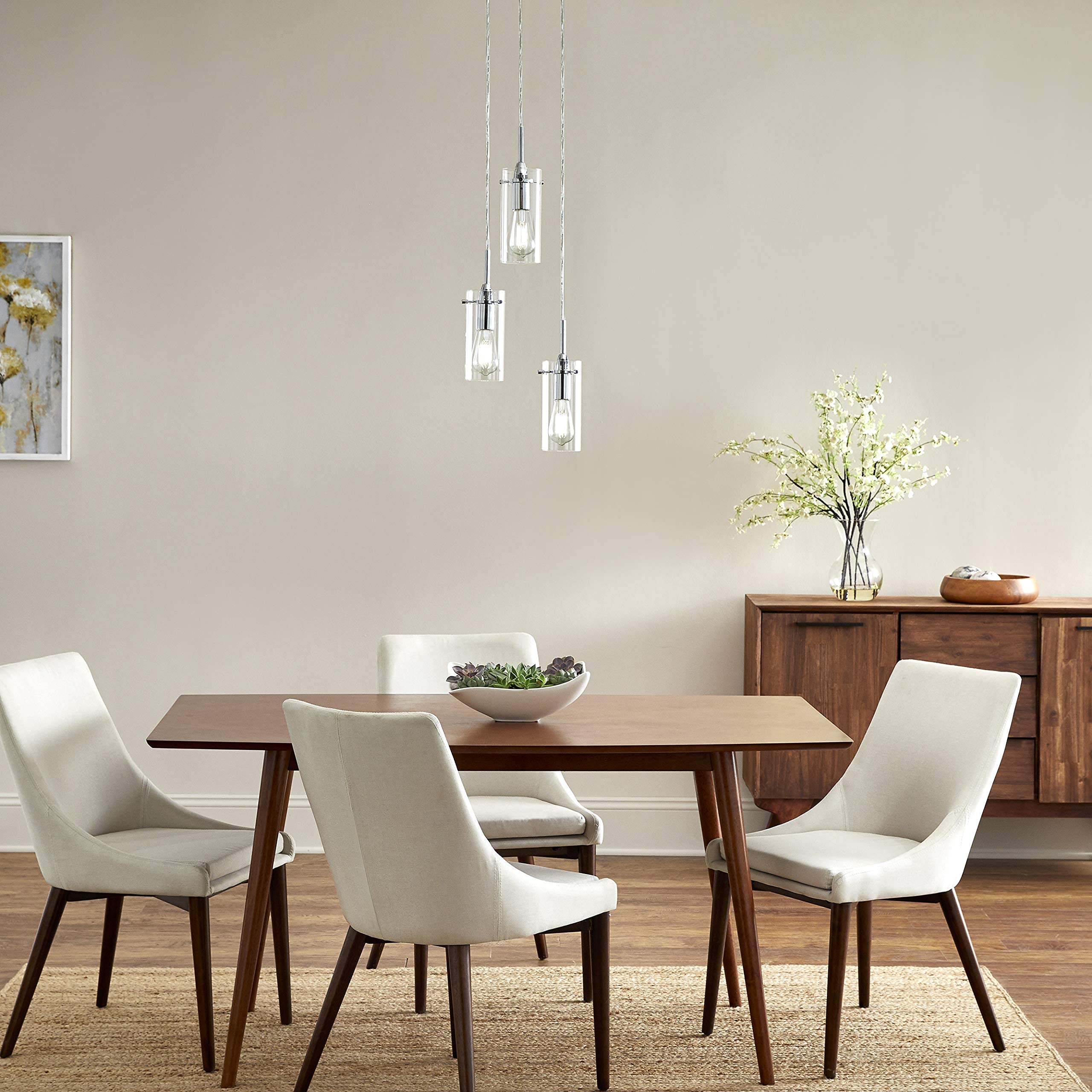 Linea di Liara Effimero 3-Light Cluster Pendant Lights Stairwell Lighting Small Chandelier Brushed Nickel Modern Chandelier Light Fixture Foyer Chandeliers Entryway High Ceiling Staircase Lights