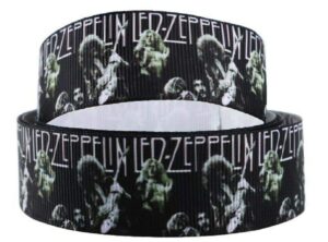 classic rock band 1" wide repeat ribbon sold in yard lots (1 yard)