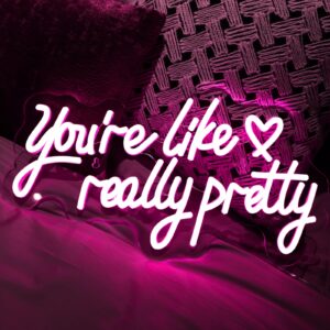 you are like really pretty neon signs, battery or usb powered pink led neon light for wall decor, engagement, party, bedroom, bar, home decor