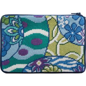 alice peterson stitch & zip needlepoint purse/cosmetic case kit - sz615 imari abstract