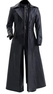 ugfashions men's protagonist albert wesker evil cosplay costume gaming black leather trench coat, black - resident game coat