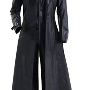 UGFashions Men's Protagonist Albert Wesker Evil Cosplay Costume Gaming Black Leather Trench Coat, Black - Resident Game Coat