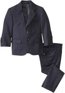 isaac mizrahi black label little boys' slim-fit wool 2 piece solid suit, navy, 3