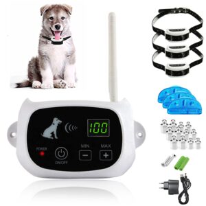 imeshbean electric wireless dog fence, pet containment system boundary container with ip65 waterproof dog training collar receiver, adjustable range up to 1640ft (for 3 dogs)