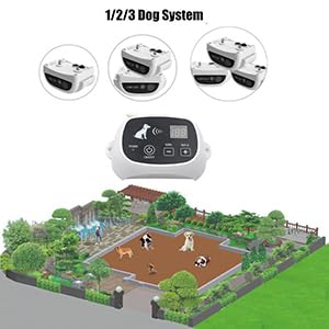 iMeshbean Electric Wireless Dog Fence, Pet Containment System Boundary Container with IP65 Waterproof Dog Training Collar Receiver, Adjustable Range Up to 1640ft (for 3 Dogs)