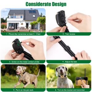 BHCEY Wireless Dog Fence，Electric Dog Fence Wireless System & Training Collar,2-in-1 Wireless Safe Dog Boundary,Adjustable Pet Containment Fence System,Rechargeable Collar for Dogs