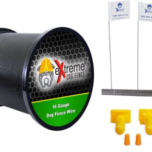 Extreme Dog Fence 16 Gauge Wire 500 Ft - Heavy Duty Pet Containment Wire + Flag Bundle - Compatible with Every In-Ground Fence System for Dogs - Heavy Duty Core Dog Containment System Wire