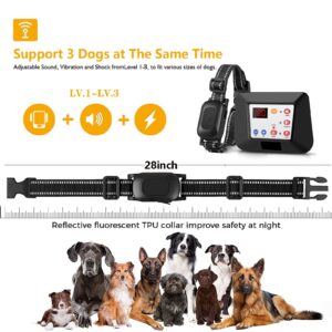 HEXIEDEN Wireless Dog Fence,Pet Containment System,Electric Dog Training Collar with Remote Dog Boundary System,Reflective Stripe,Waterproof,Adjustable Range,Harmless,for 1 2 3 Dogs,for3dogs