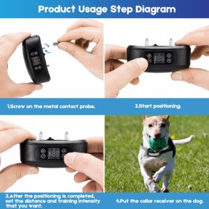 WIEZ GPS Wireless Dog Fence, Electric Dog Fence with GPS, Range 100-3300 ft, Adjustable Warning Strength, Rechargeable, Pet Containment System, Harmless and Suitable for All Dogs