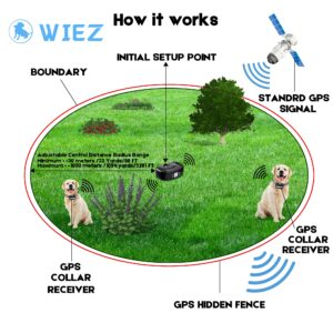 WIEZ GPS Wireless Dog Fence, Electric Dog Fence with GPS, Range 100-3300 ft, Adjustable Warning Strength, Rechargeable, Pet Containment System, Harmless and Suitable for All Dogs