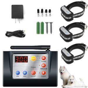 smart wireless electronic pet dog fence system and dog training collar, remote control, waterproof, shock resistant collar, electric collar with buzzer/vibration/shock, suitable for 1/2/3 dogs,for3do