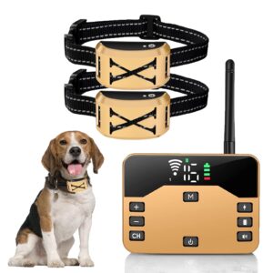 hexieden wireless dog fence system electric fence training collar w/remote 2-in-1, pet boundary containment system with adjustable vibration & shock, waterproof, rechargeable, for 1 2 3 dogs,for2dogs