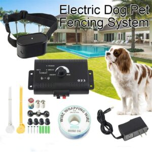 electric dog fence, waterproof and battery-operated training collar, above ground & underground dog fence containment system, suitable for small, medium, large dogs,for1dog