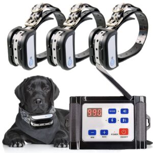 wireless dog fence, 2023 pet boundary containment system, dogs training collar with adjustable boundary container range, rechargeable, safe effective no randomly over correction, for all dogs,for3dogs