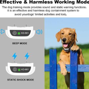 HEXIEDEN Wireless Dog Fence Pet Containment System Boundary Container,Training Collar with Electric Shock Sound Correction,Waterproof,Rechargeable,Adjustable Range Up to 1640ft,for All Dogs,for2dogs