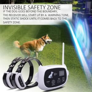 HEXIEDEN Wireless Dog Fence Pet Containment System Boundary Container,Training Collar with Electric Shock Sound Correction,Waterproof,Rechargeable,Adjustable Range Up to 1640ft,for All Dogs,for2dogs